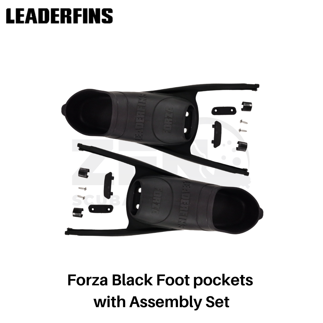 LEADERFINS Forza Black Foot pockets with Assembly Set – Zen scuba Freedive